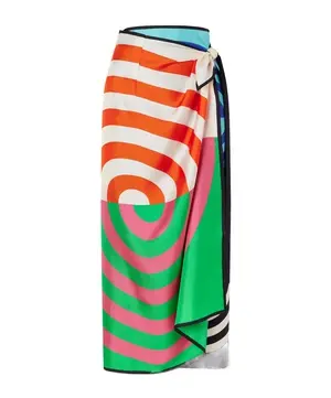 Dries Van Noten Printed Silk Satin Midi Skirt