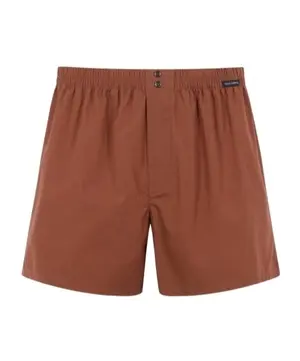 Dolce & Gabbana Dolce Gabbana Logo Patch Poplin Boxer Shorts - Brown