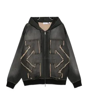 Off-White Zip-up Drawstring Hoodie
