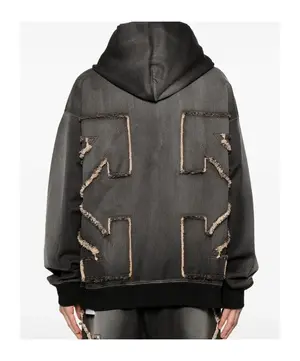 Off-White Zip-up Drawstring Hoodie