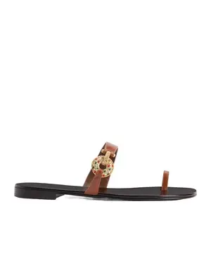 GIUSEPPE ZANOTTI Jaylen Jewel Flat Sandals - Brown