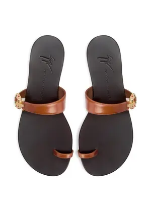 GIUSEPPE ZANOTTI Jaylen Jewel Flat Sandals - Brown
