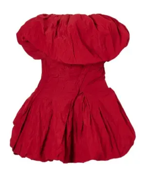Magda Butrym Gathered Cotton Blend Off-shoulder Shirt - Red