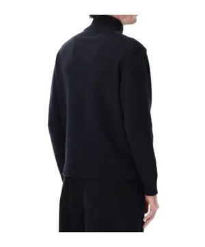 C.P. COMPANY Zip-up Stand Collar Cardigan - Black