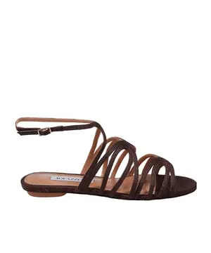 AQUAZZURA Serenade Strappy Flat Sandals - Brown