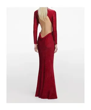 SELF-PORTRAIT Cut-out Long-sleeved Maxi Dress