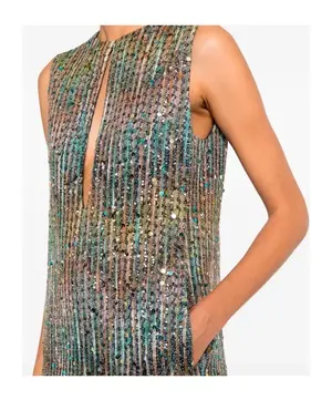 Missoni Sequin-embellished Metallic-thread Mini Dress - Gray