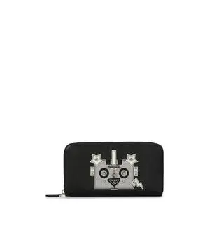 Prada Logo Zipper Wallet - Black