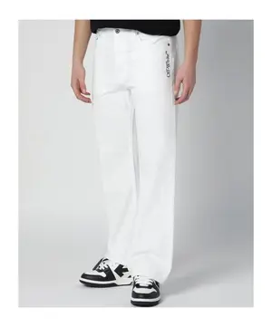 Off-White Cotton Trousers With Logo Detail