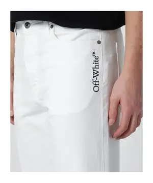 Off-White Cotton Trousers With Logo Detail