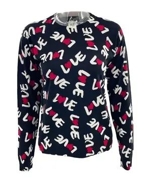 Moschino Printed Round Neck Long Sleeve Sweater
