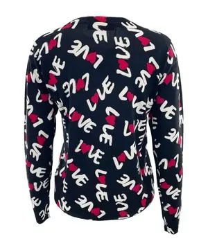 Moschino Printed Round Neck Long Sleeve Sweater