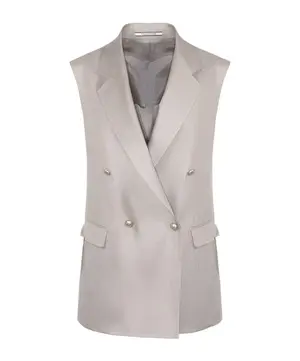 Tagliatore Bernice Double-breasted Sleeveless Blazer - Gray