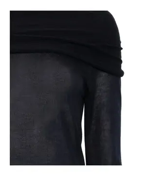 ROBERTO COLLINA Off-the-shoulder Silk Blend Sweater - Navy Blue