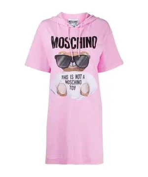 Moschino Teddy Bear Print Hooded T-shirt Dress - Pink
