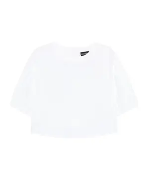Emporio Armani Crewneck Puff-sleeve Blouse - White