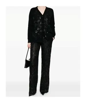 ERMANNO FIRENZE Sequin Embellished Floral Trousers