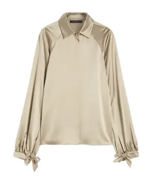 Max Mara Mxealare Long-sleeved Satin Shirt - Sand-colored