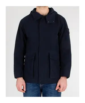 Stone Island Hooded Jacket With Logo Patch - Blue