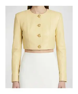 Balmain Button Detailed Cropped Jacket - Nude