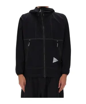 AND WANDER Pertex Windproof Hooded Jacket - Black