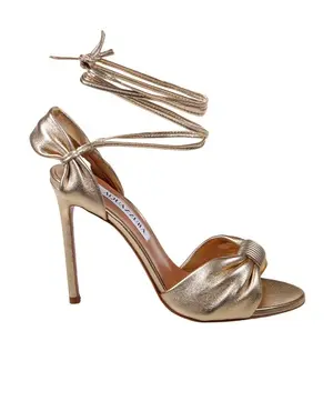 AQUAZZURA Knot Detailed Ankle Strapped Stiletto Sandals - Brown