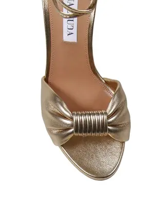 AQUAZZURA Knot Detailed Ankle Strapped Stiletto Sandals - Brown