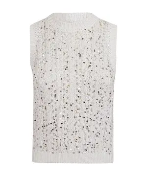 Peserico Sequin-embellished Knitted Vest - White