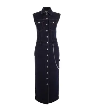 Sportmax Sleeveless Collared Denim Dress With Chest Pocket