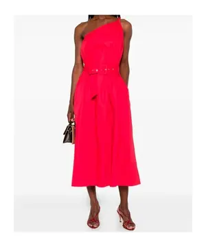 TWINSET Belted One-shoulder Midi Dress