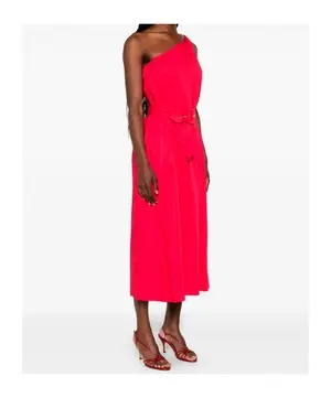 TWINSET Belted One-shoulder Midi Dress