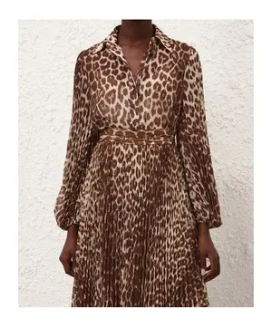 Zimmermann Sunray Collared Printed Top - Brown