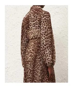 Zimmermann Sunray Collared Printed Top - Brown