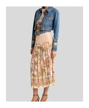Etro Cropped Denim Jacket With Floral Embroidery