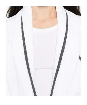 Brunello Cucinelli Ribbed Knit Shawl Collar Cardigan