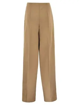 Max Mara Wide Leg Trousers With Pressed Crease - Green