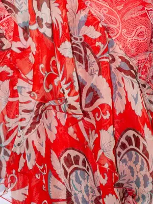 Etro Draped Asymmetric Ruffled Floral Paisley Print Silk Maxi Dress