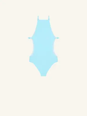 COURREGES Cut-out Swimsuit With Buckle Accents - Blue
