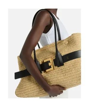 Balmain Large Raffia-effect Crocheted Tote Bag - Beige