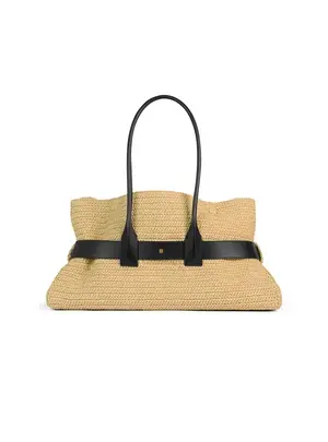 Balmain Large Raffia-effect Crocheted Tote Bag - Beige