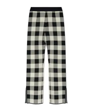 Posse Checkered Casual Pants With Slit Hem - Gray