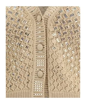 Ermanno Scervino Perforated Rhinestone Embellished Cardigan