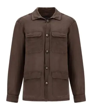 Herno Field Jacket With Shirt Collar And Flap Pockets - Brown