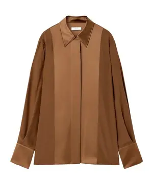 JOSEPH Child's Silk Shirt With Color-blocked Paneling - Brown