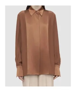 JOSEPH Child's Silk Shirt With Color-blocked Paneling - Brown