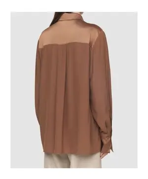 JOSEPH Child's Silk Shirt With Color-blocked Paneling - Brown
