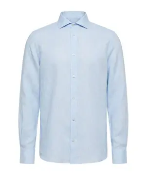 Peserico Long-sleeved Button-up Shirt - Sky-blue