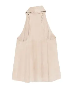 Emporio Armani Draped Leather Sleeveless Top - Nude