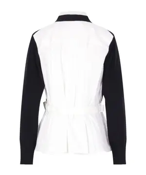 Sacai Knitted Jumper With Layered Hem - Black