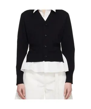 Sacai Knitted Jumper With Layered Hem - Black